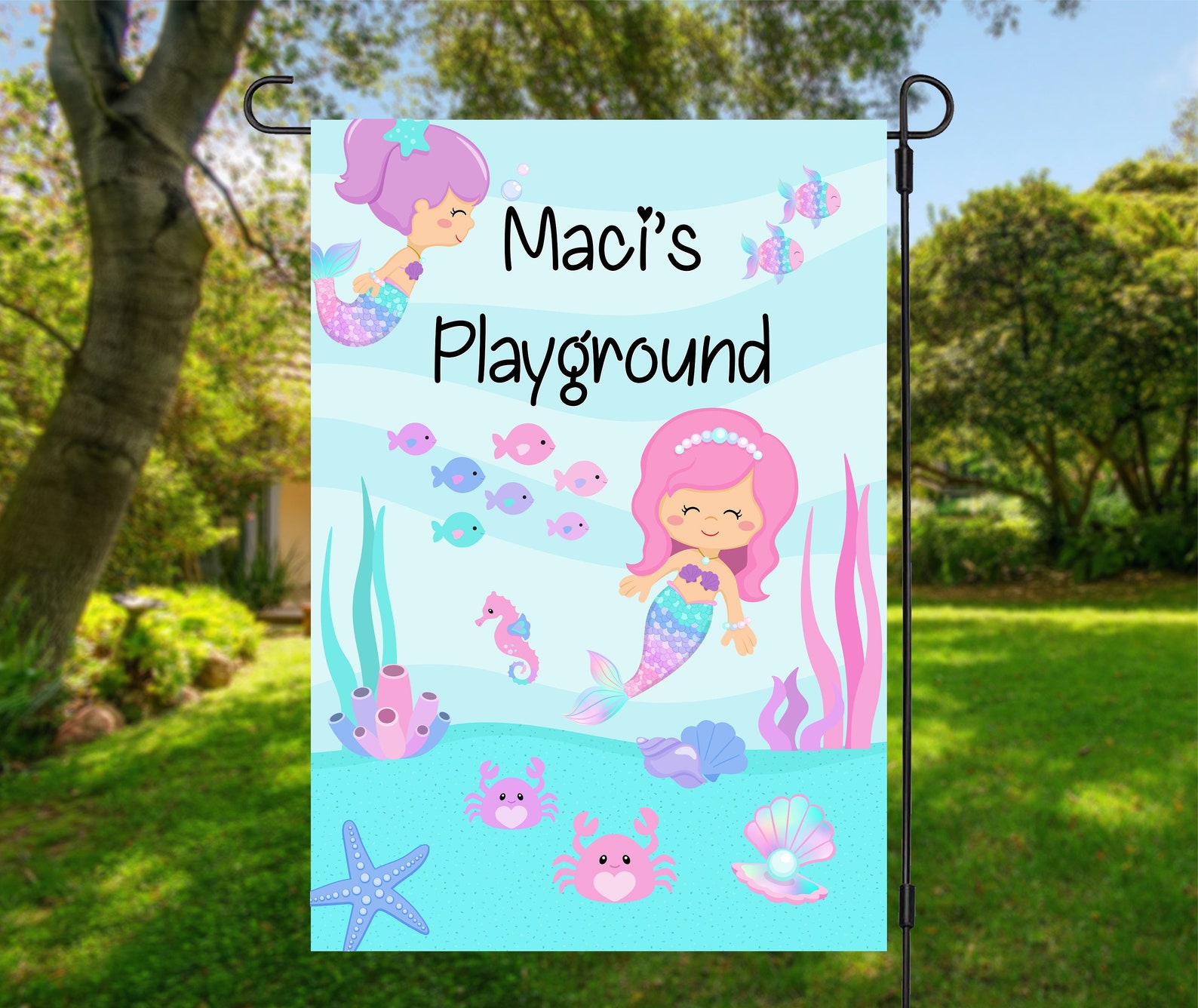 Personalized Mermaid Flag Girl Tree House Flag Kids Fort | Etsy
