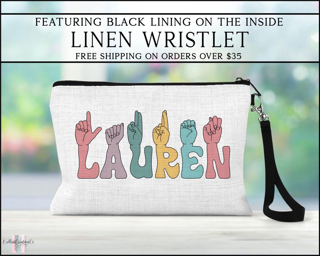 Personalized Sign Language Lined Linen Bag, ASL Sunflower Bag, Sign ...