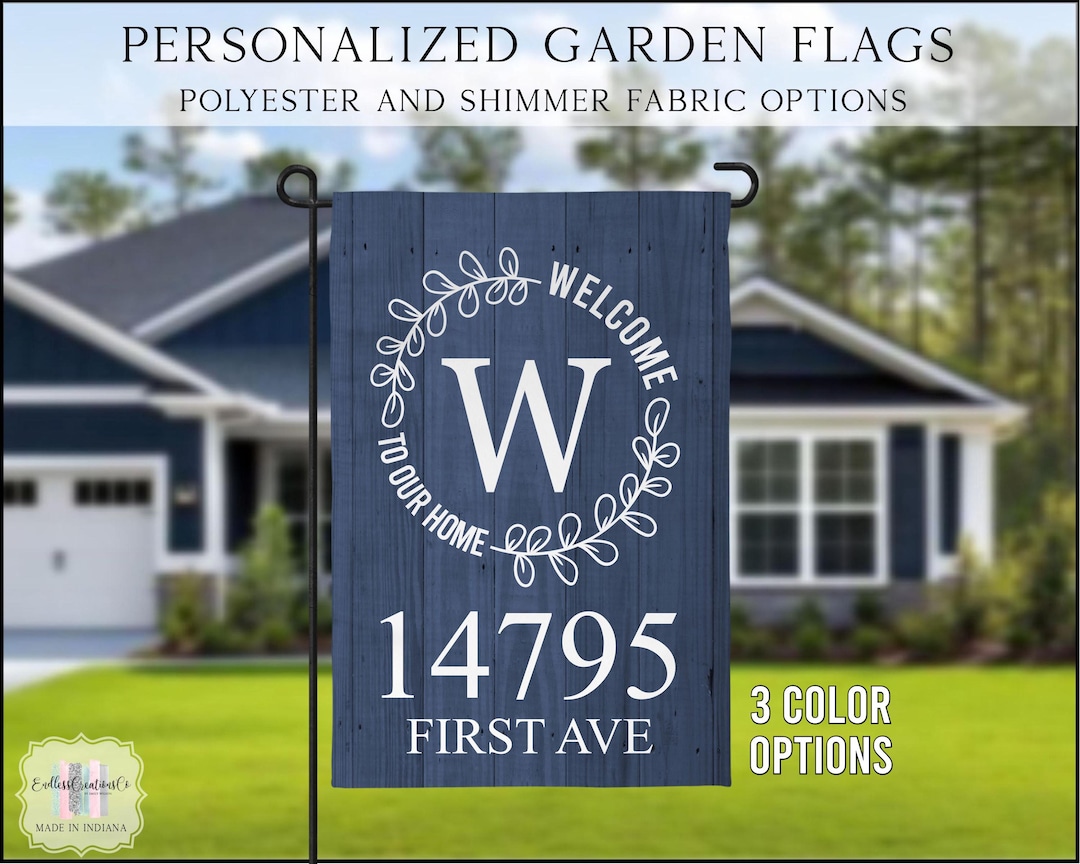Personalized Address Garden Flag, Spring Garden Flag, Summer Garden ...