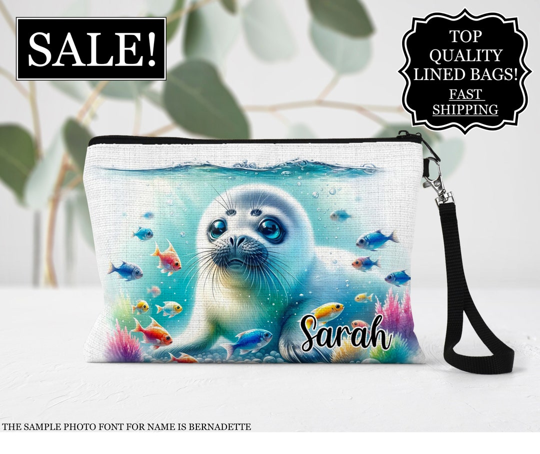 Seal Lined Linen Bag, Custom Baby Seal Bag, Seal Gift Ideas for Her ...