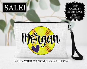 Personalized Softball Cosmetic Bag Softball Team Bag - Etsy