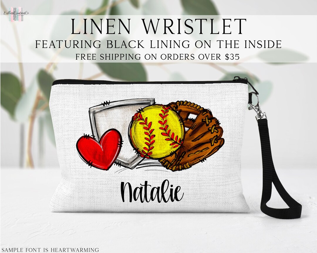 Softball Lined Wristlet, Softball Team Gift, Personalized Softball ...