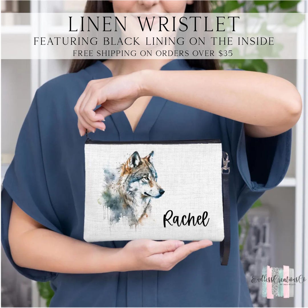 Wolf Cosmetic Bag, Personalized Wolf Makeup Bag, Wolf Makeup Organizer ...