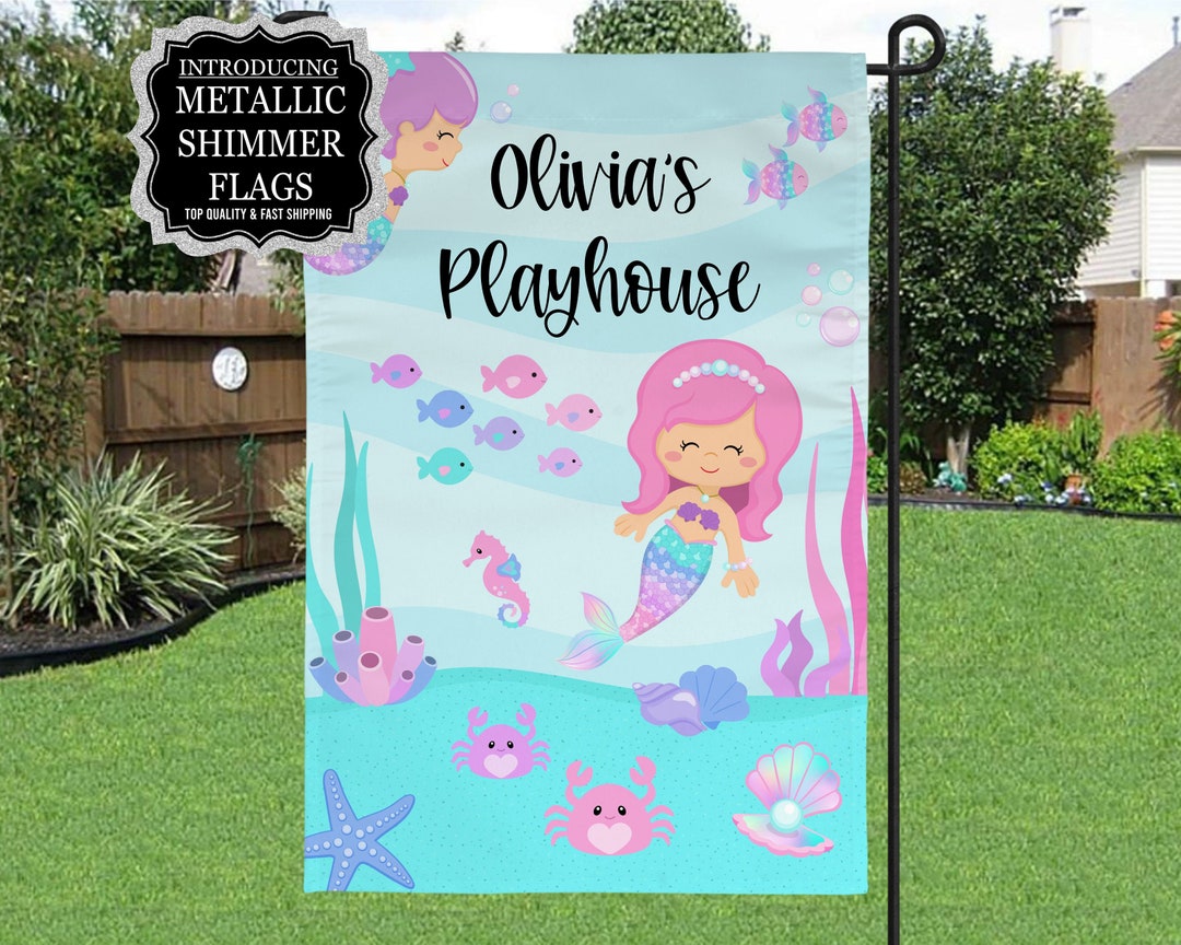 Personalized Mermaid Flag, Girl Tree House Flag, Kids Fort Flag, Kids ...
