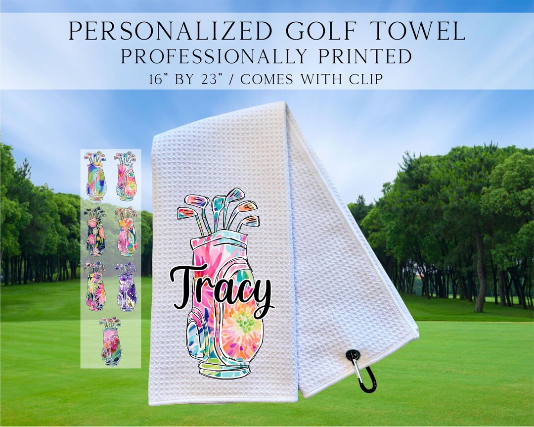 Personalized Colorful Golf Club Towel, Custom Golf Towel, Ladies Golf ...