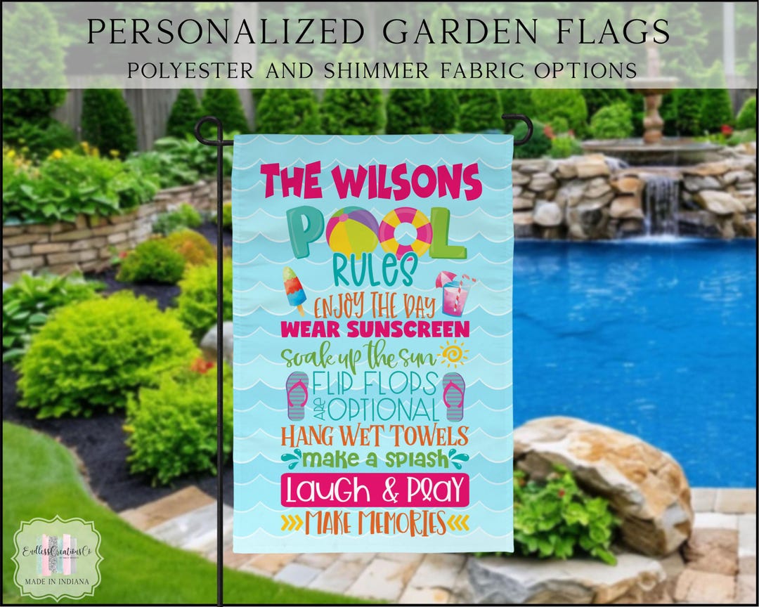 Pool Rules Flag, Pool House Flag, Pool Garden Flag, Pool Decor, Entry ...