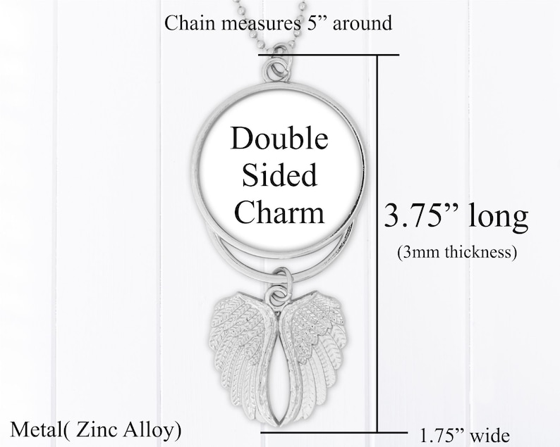 Custom Photo Angel Wings Memorial Hanging Charm Rear View - Etsy