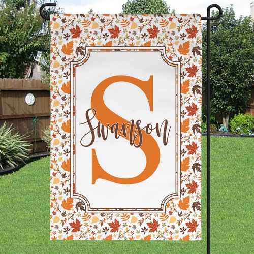 Personalized Last Name Fall Burlap Garden Flag - Etsy