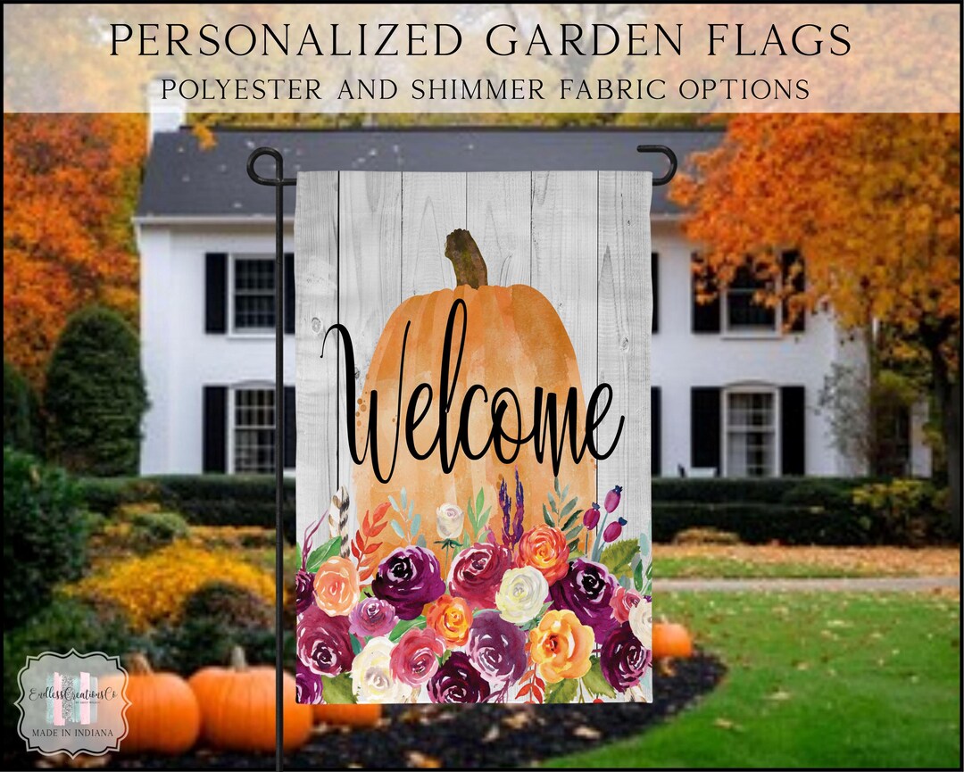 Fall Welcome Flag, Personalized Pumpkin Flag, Fall Yard Flag ...