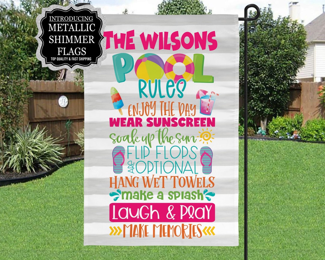 Personalized Pool Rules Flag, Pool House Flag, Pool Garden Flag, Pool ...