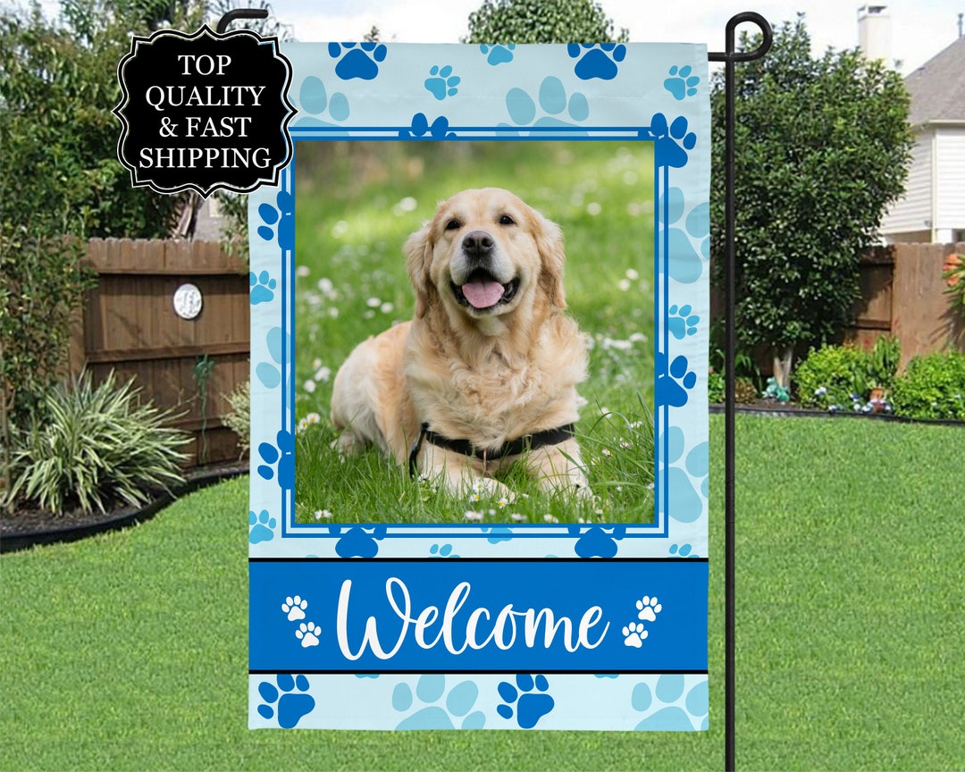 Pet Welcome Garden Flag, Custom Pet Photo Flag, Personalized Pet Flag ...