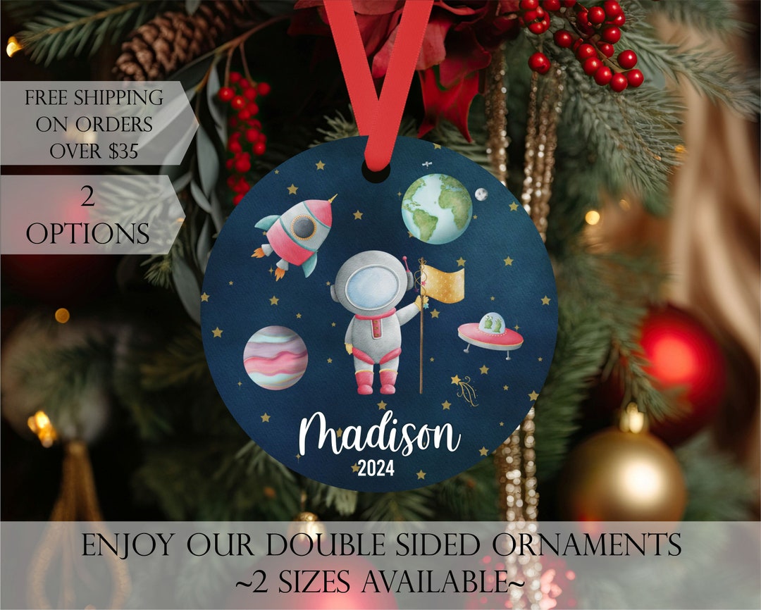 Personalized Space Ornament, Girl Astronaut Ornament, Solar System ...
