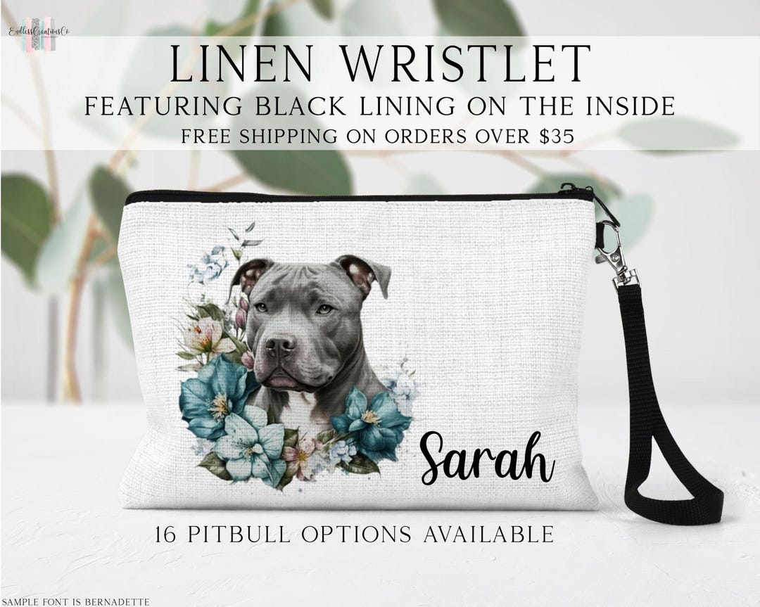 Pitbull Cosmetic Bag, Pitbull Floral Makeup Bag, Dog Makeup Organizer ...