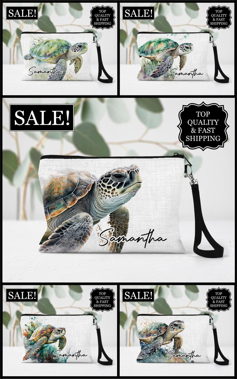 Sea Turtle Cosmetic Bag Personalized Sea Turtle Makeup Bag - Etsy