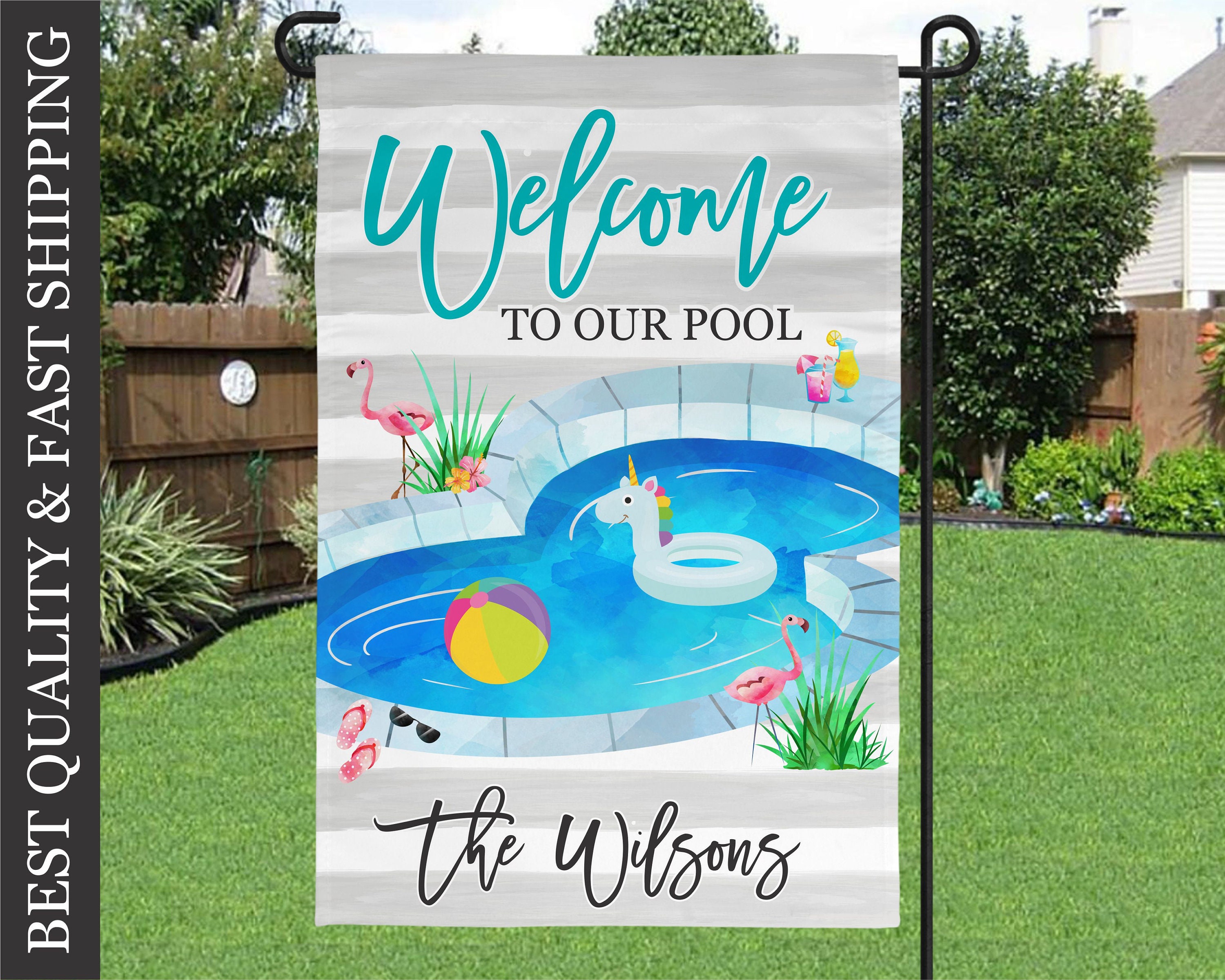 Personalized Welcome to Our Pool Flag Pool House Flag Pool - Etsy