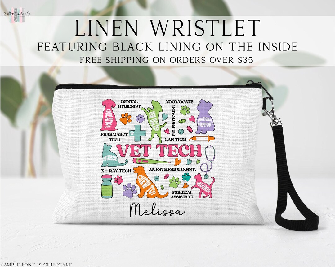 Vet Tech Wristlet, Personalized Veterinary Technician Bag, Gifts for ...
