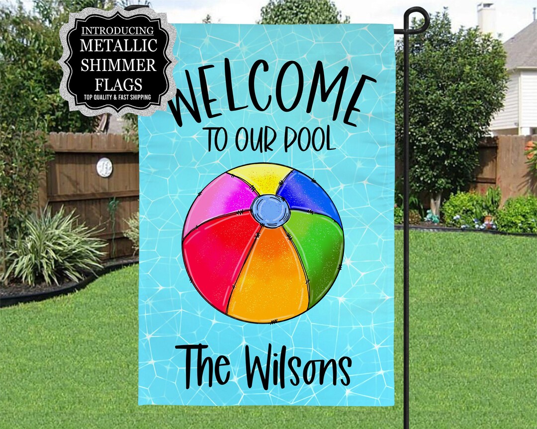 Personalized Welcome to Our Pool Flag, Pool House Flag, Pool Garden ...