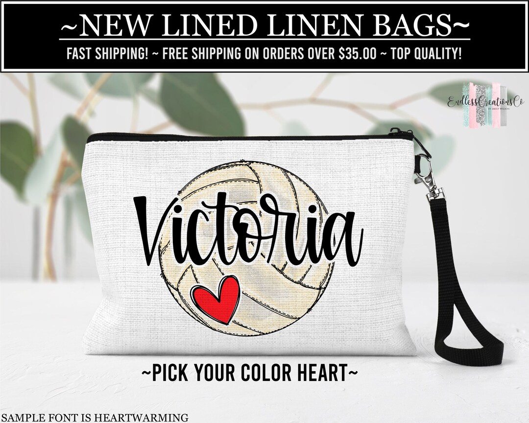 Volleyball Lined Wristlet, Personalized Sports Make up Bag, Custom ...