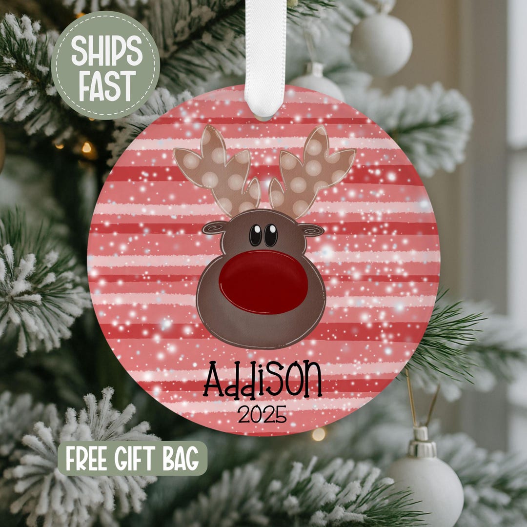 Reindeer Christmas Ornament, Reindeer Name Ornament, Custom Christmas ...