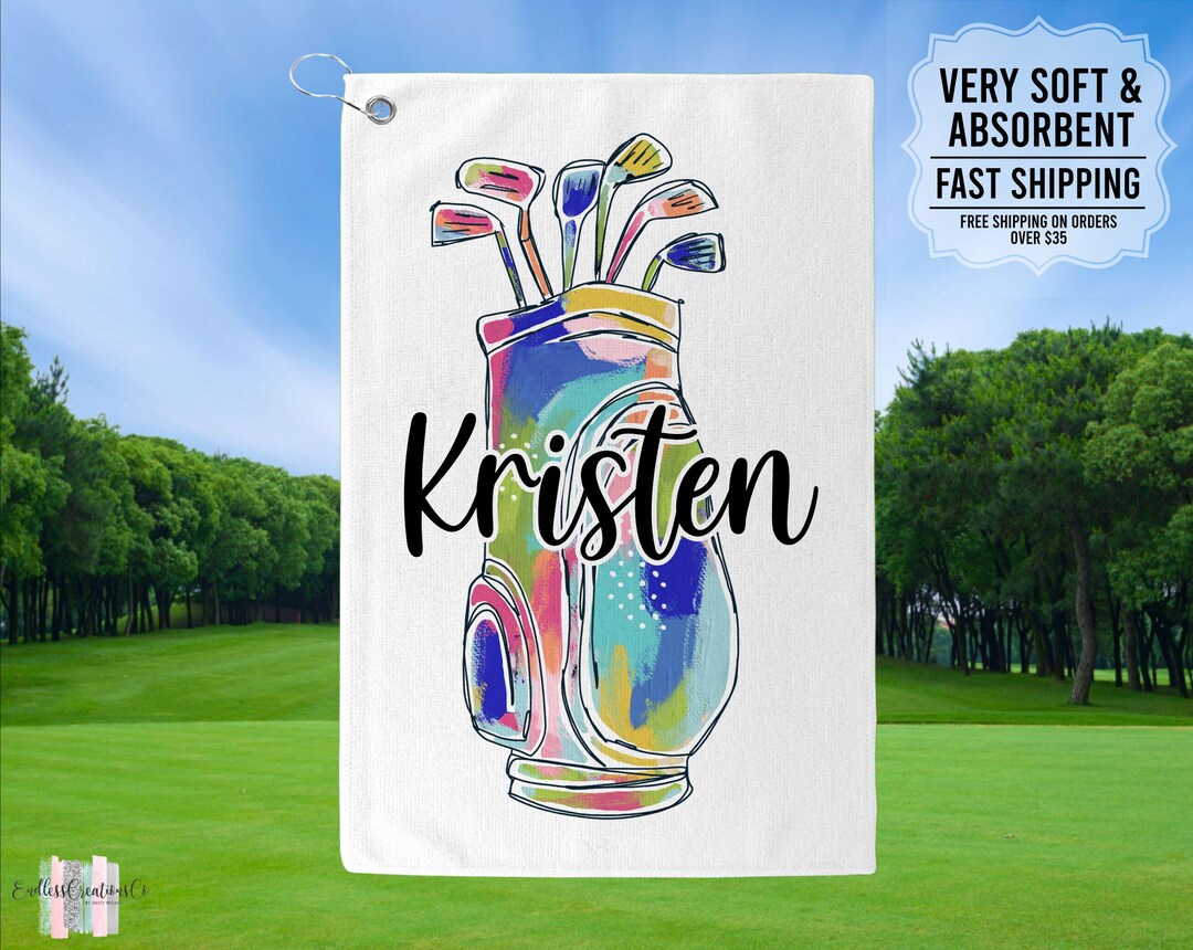 Personalized Colorful Golf Bag Towel, Custom Golf Towel for Her, Ladies ...