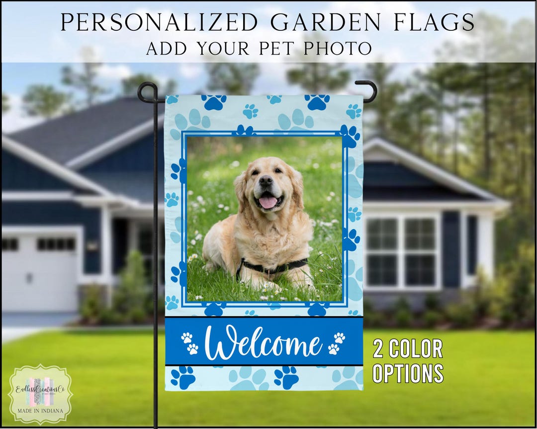 Pet Welcome Garden Flag, Custom Pet Photo Flag, Personalized Pet Flag ...