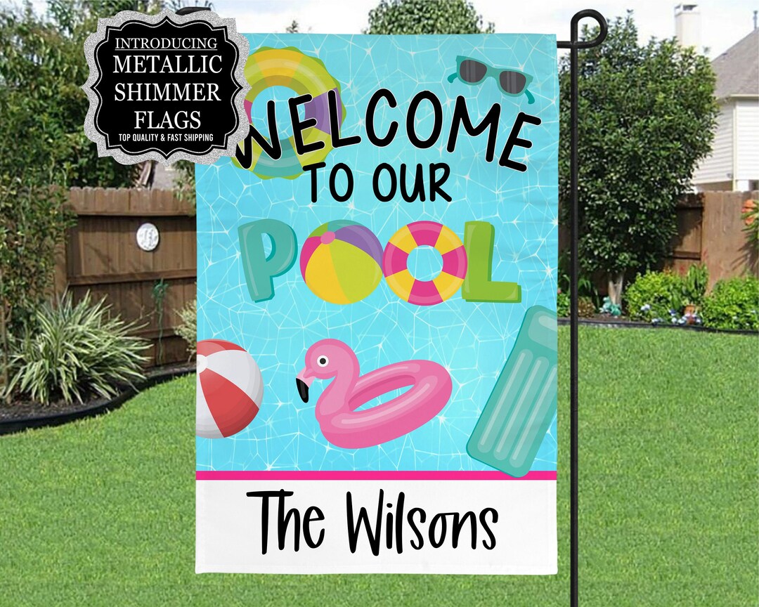 Welcome to Our Pool Flag, Pool House Flag, Pool Garden Flag, Pool Decor ...