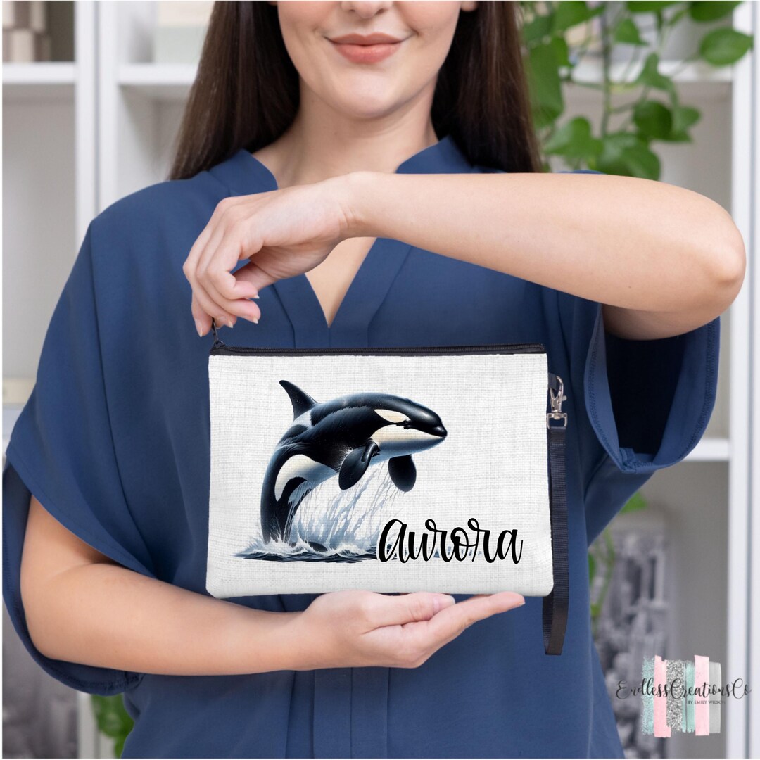 Personalized Orca Wristlet, Orca Makeup Bag, Gift for Whale Lover, Orca ...