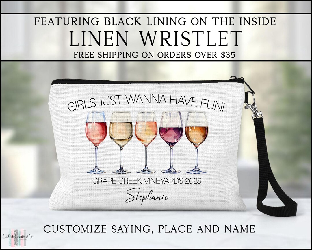 Girls Wine Trip Wristlet, Girls Wine Weekend, Personalized Girls Trip ...