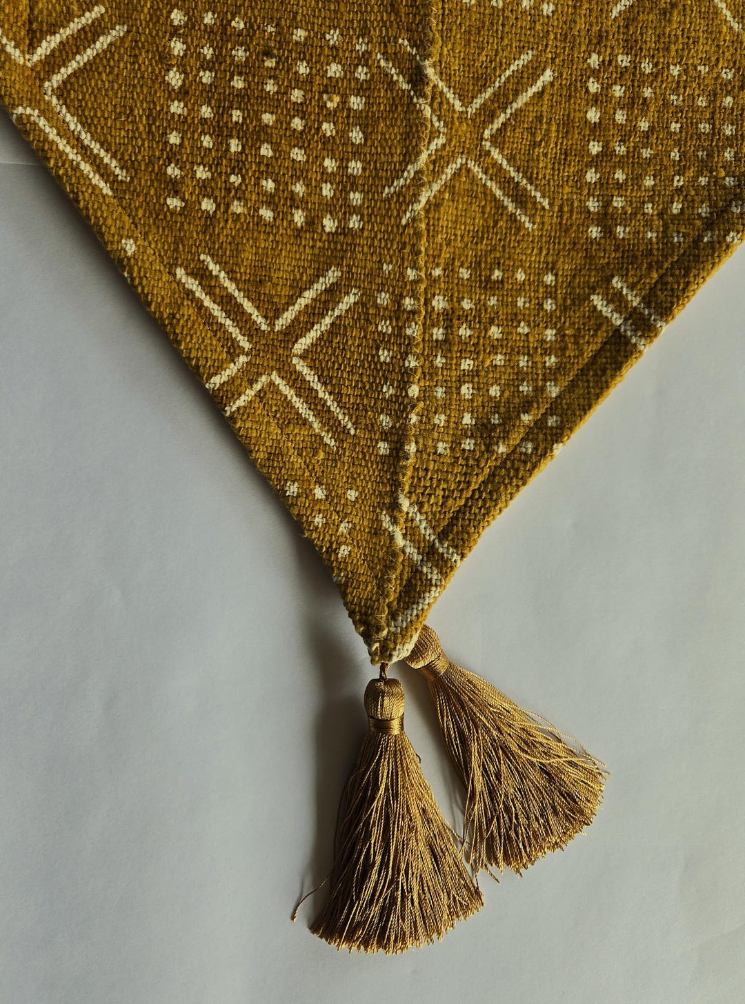 Mustard and White African Mudcloth Table Runner, 60"x 11" Bogolan Table ...