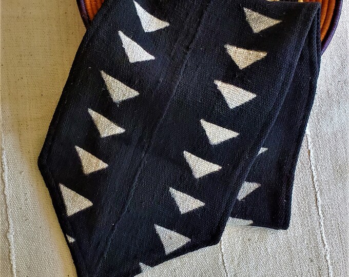 Black and White African Mudcloth Table Runner, 60"x 9" Bogolan Table ...