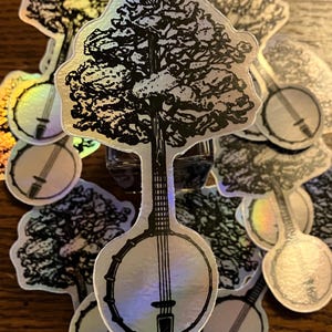Banjo Tree Sticker, Holographic Sticker, Bluegrass, Banjo, Phish ...