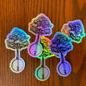 Banjo Tree Sticker, Holographic Sticker, Bluegrass, Banjo, Phish ...