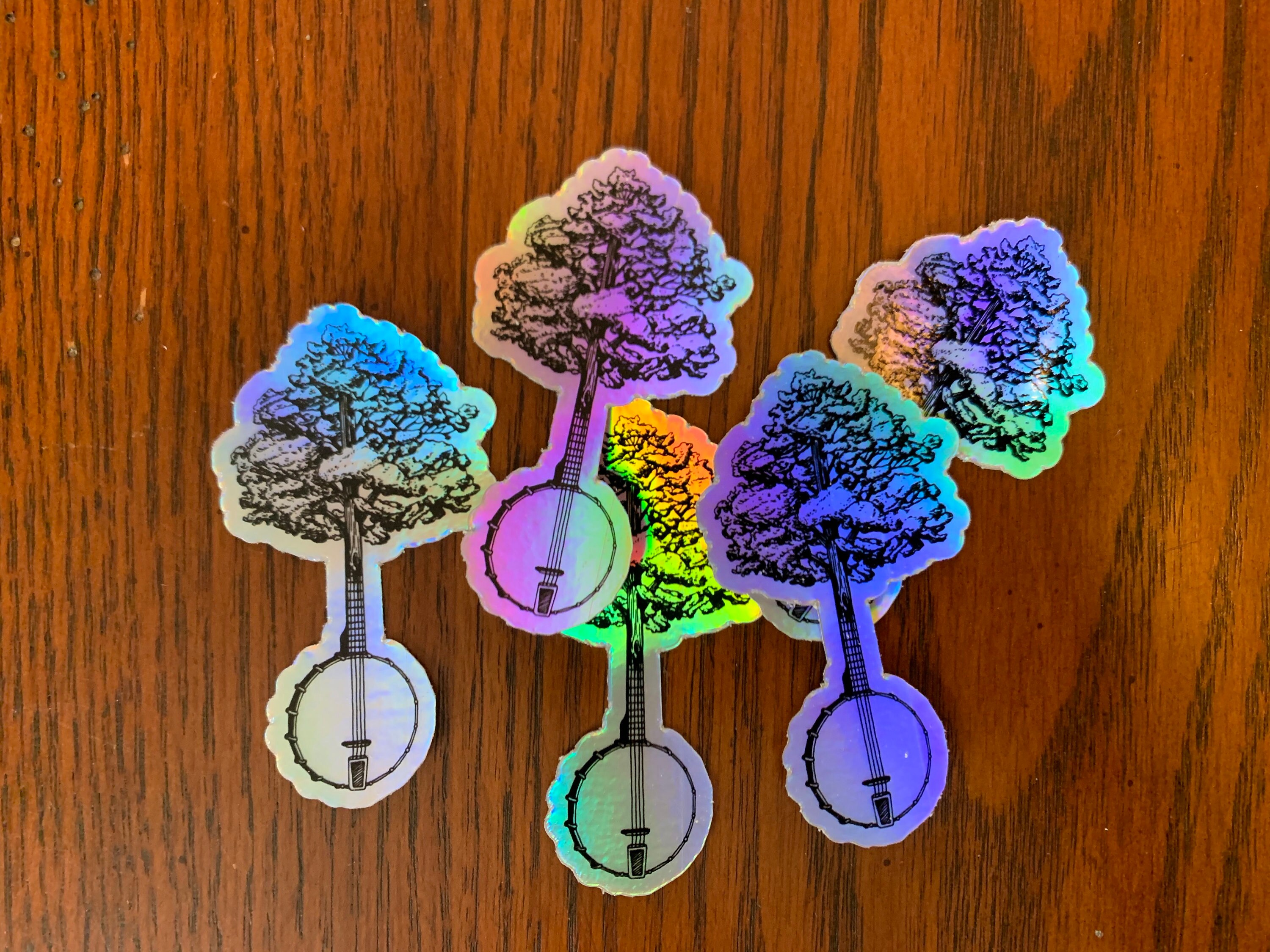 Banjo Tree Sticker Holographic Sticker Bluegrass Banjo | Etsy