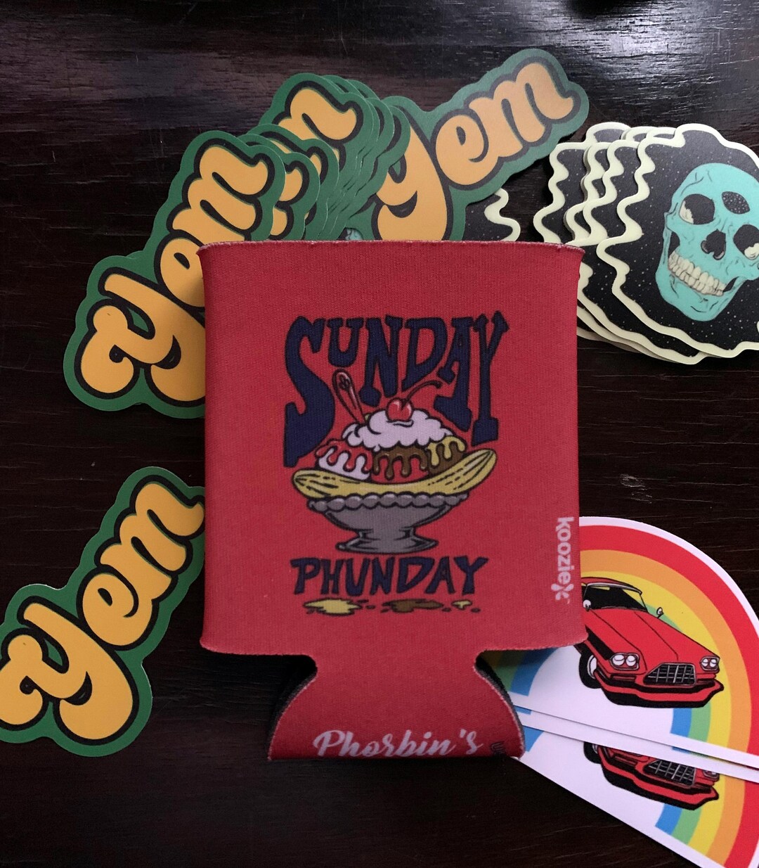Phish Fan Pack: Fishman Donut Koozie, Sticker & Magnet Combo Jam Band ...