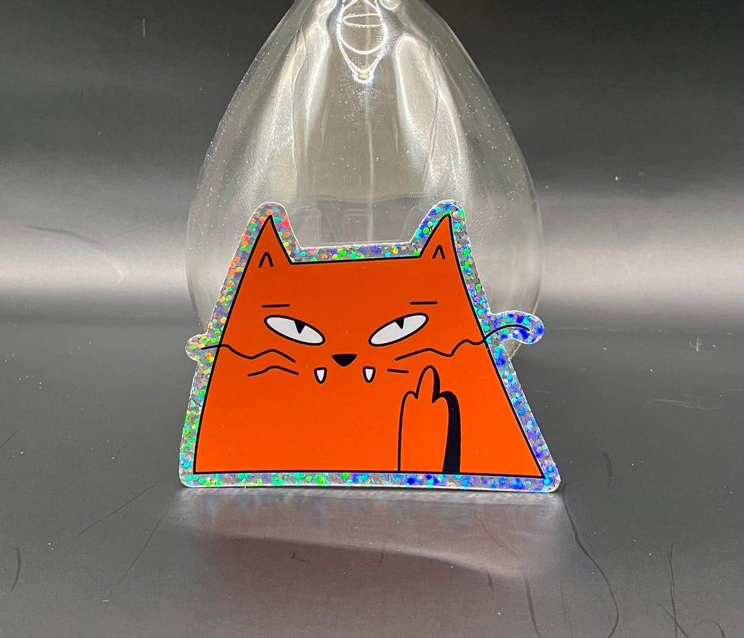Phish Ocelot Sticker: Middle Finger Cat, Funny Orange Cat - Etsy