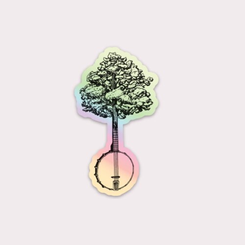 Banjo Tree Sticker Holographic Sticker Bluegrass Banjo - Etsy