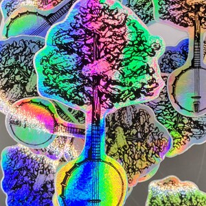 Banjo Tree Sticker, Holographic Sticker, Bluegrass, Banjo, Phish ...