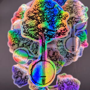 Banjo Tree Sticker, Holographic Sticker, Bluegrass, Banjo, Phish ...