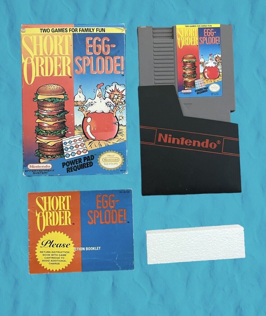 Short Order Eggsplode NES Nintendo 1989 Complete CIB Tested W ...