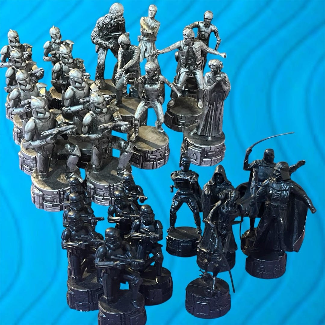 Hasbro LFL Star Wars Chess Mini Figures 2005 Lot of 27 Silver and Black ...