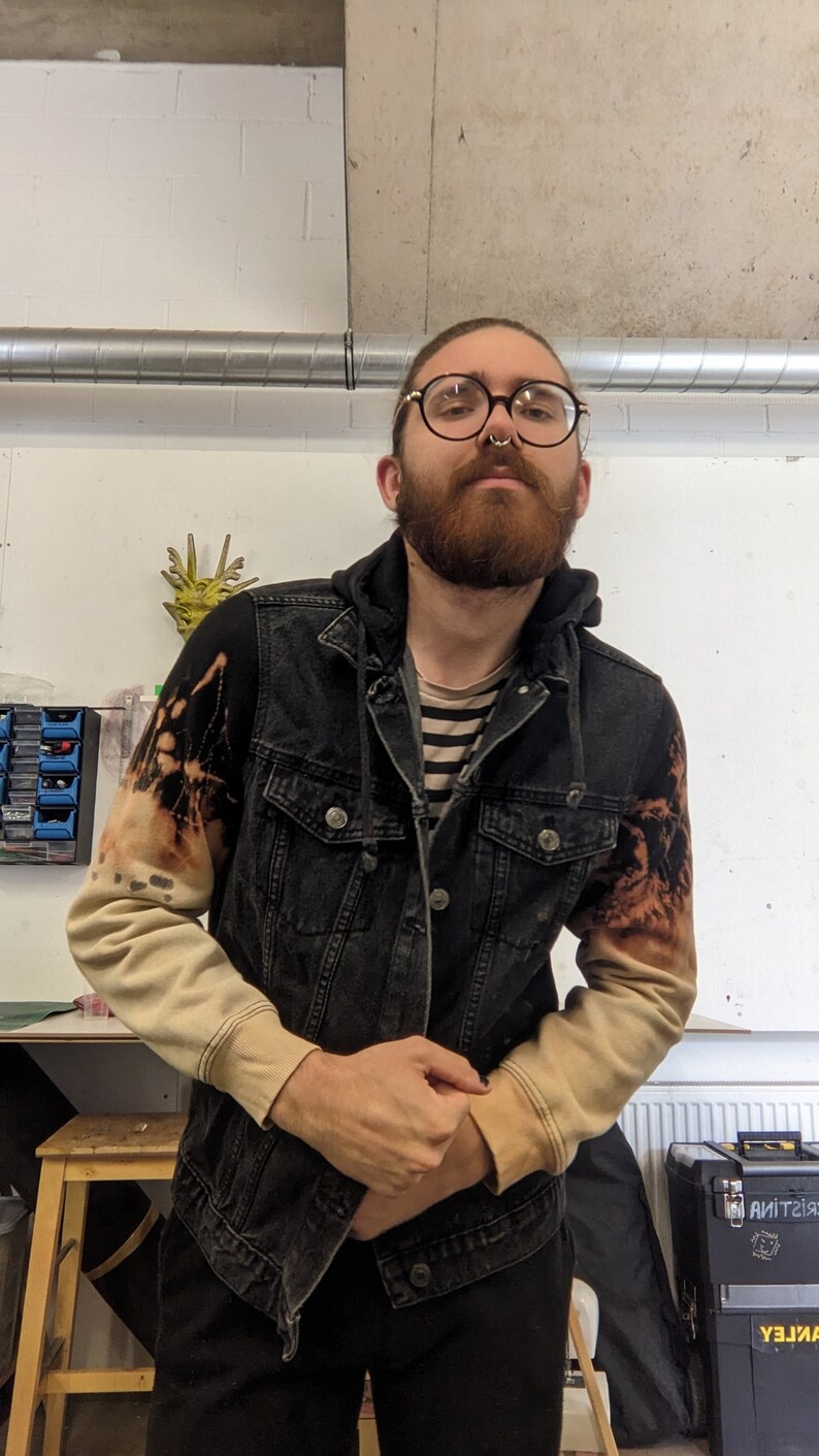 Bleach Dyed Denim Jacket Size M - Etsy