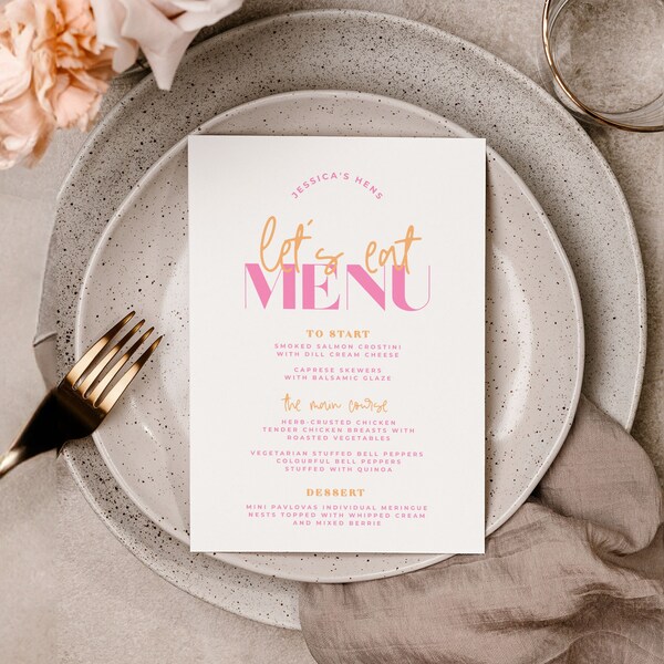 Bachelorette Menu Template Instant Download - Etsy