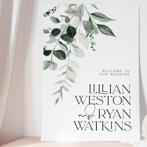 Printable Boho Greenery Wedding Welcome Sign Template DIY - Etsy