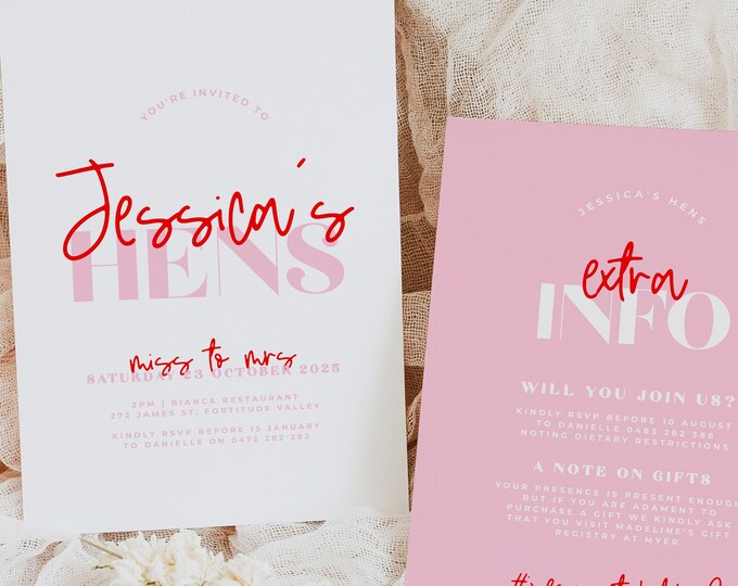 Bachelorette Party Invitation, Hens Party Invitation, Editable Invite ...