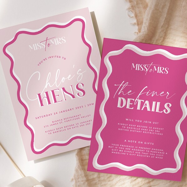 Hens Wavy Invite - Etsy