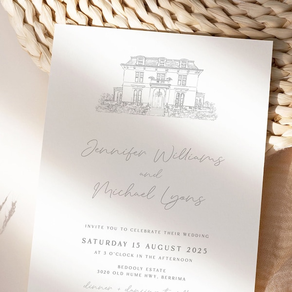 Venue Drawing on Wedding Invitation - Etsy