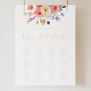 ELLA Spring Floral Wedding Seating Chart Sign, Garden Floral Seating ...