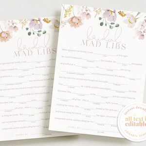 RUBY Mad Libs Game, Bridal Shower Game Template, Floral Garden Bridal ...