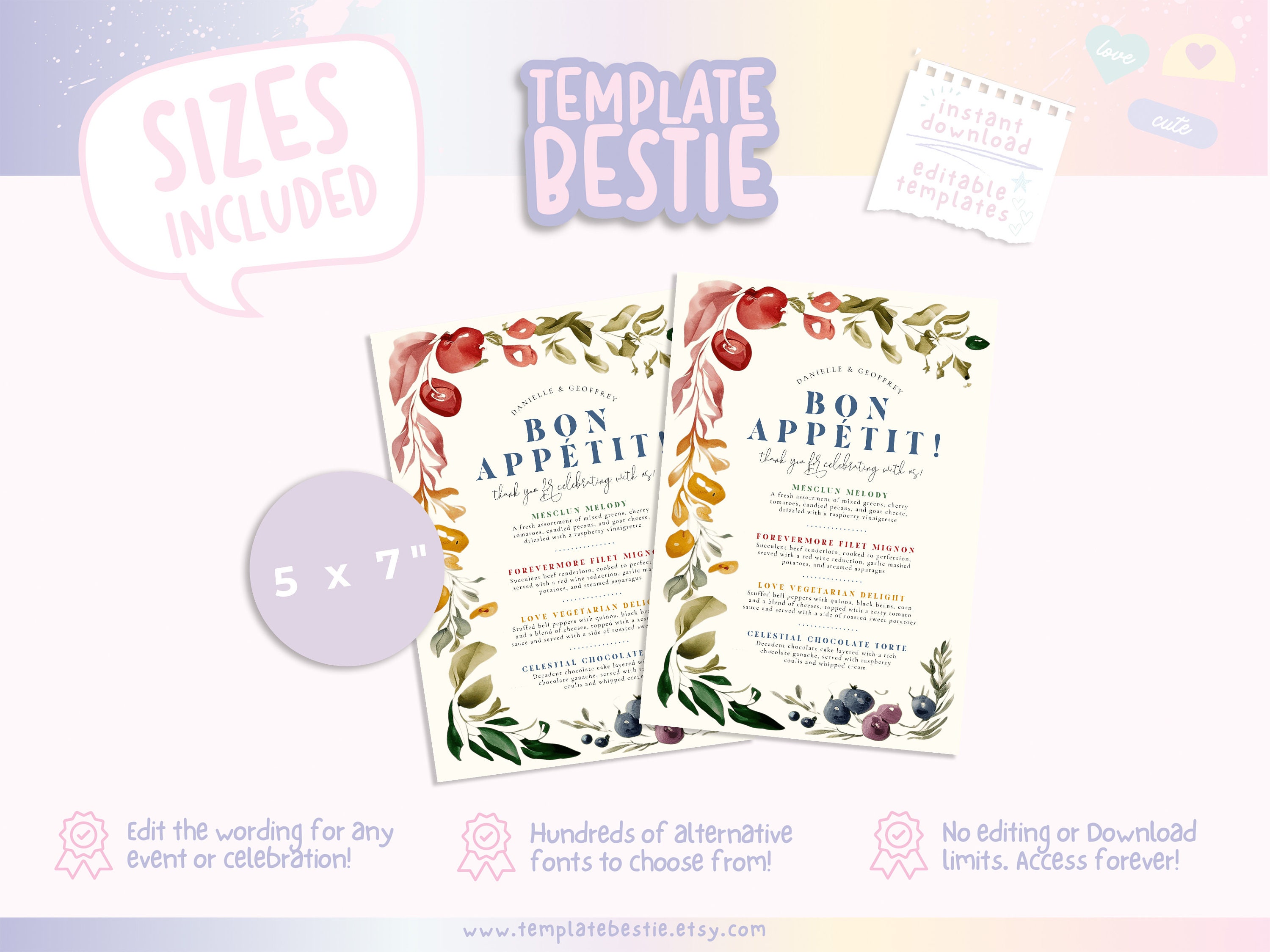 Editable Italian Style Wedding Menu Template Instant - Etsy Australia