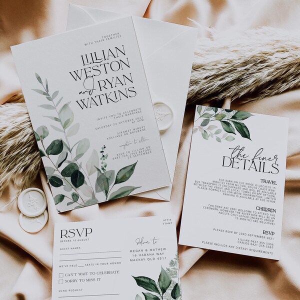 Greenery Invitation - Etsy